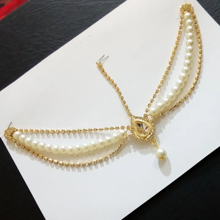Bridal Matha Patti Wedding Maang Tikka Headband Bindiya Hijab Jewellery ...