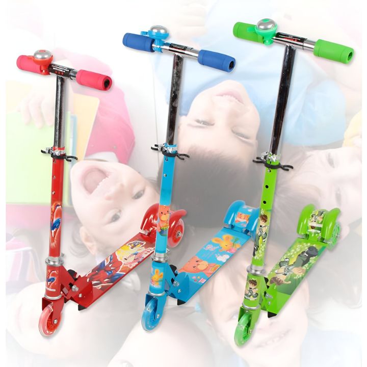 Kids 3-Wheel Foldable Scooter Adjustable Height, Pretend Play Ride-On ...