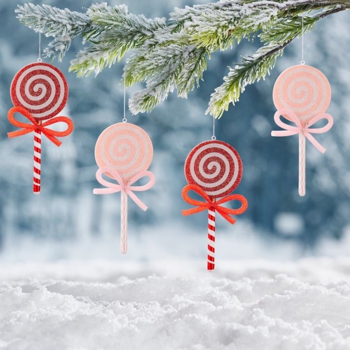 Photography Prop Red Pink Christmas Lollipop Pendant Cartoon Colored ...