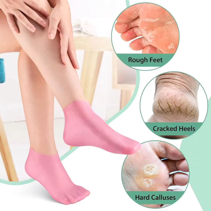 Silicone Gel Heel Pad Socks For Pain Relief And Anti Crack Heels | Daraz.pk