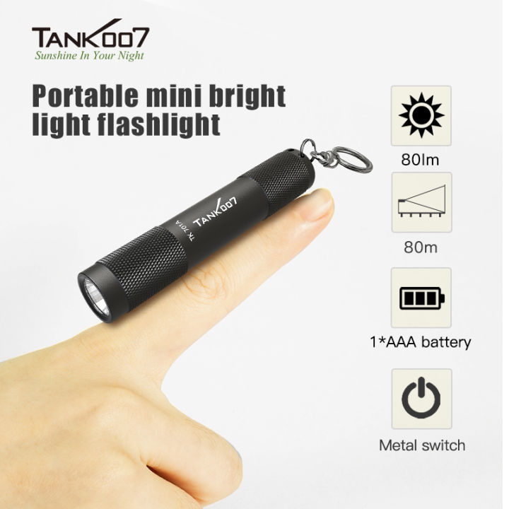 TANK007 TK701A Portable Mini Flashlight 80LM 80M High Power 3W LED ...