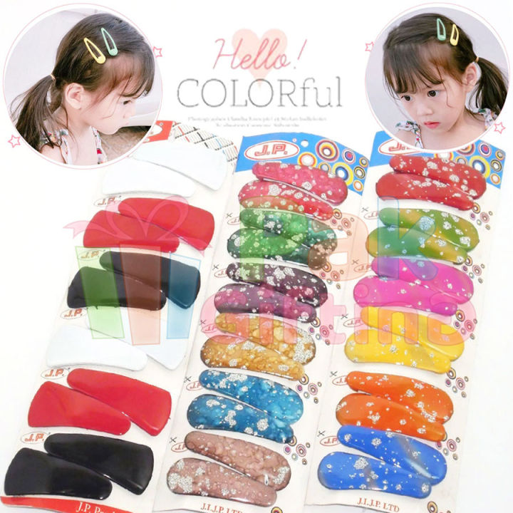 Girls Fancy Hair Barrettes with Colorful Glitter, Click Clips, Multi ...