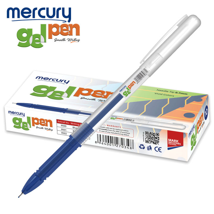 Mercury Gel Pens (Pack of 10) - Needle Tip 0.7mm - Ballpoint Pens ...