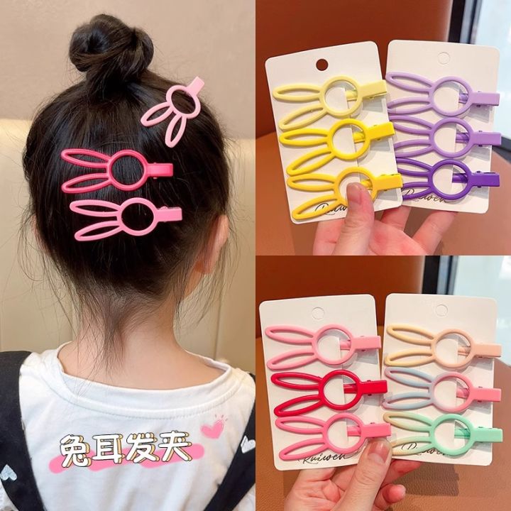 Little girl hairpin rabbit hair clip internet celebrity girl's side ...