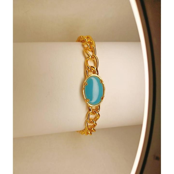 New Fashion Stone Feroza Stone and Golden Chain Bracelet / Watch For ...