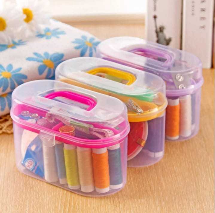Complete Sewing Box Kit with Thread, Needle, Scissors, Tape Measure ...
