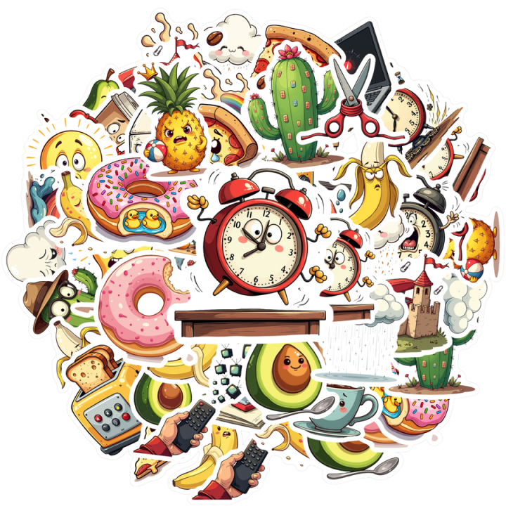 Alarm Clock Funny Stickers Banana DIY Stickers Cactus Avocado for ...