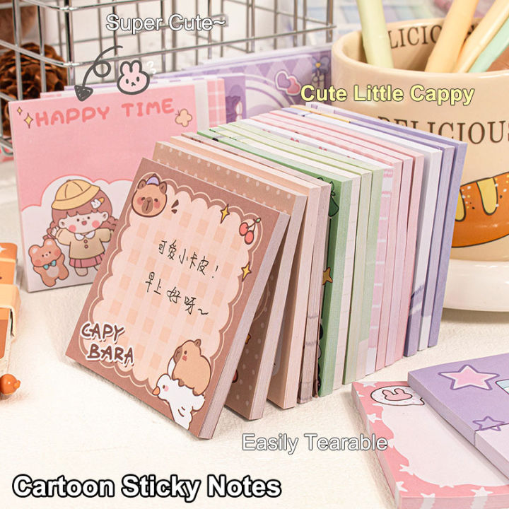 Square Cartoon Sticky Notes Set Of 4*50pcs Student Memo Pads Tearable ...