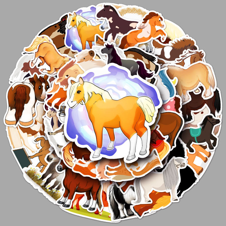 50 Bantam Cute Cartoon Animal Pony Doodle Waterproof Decorative ...