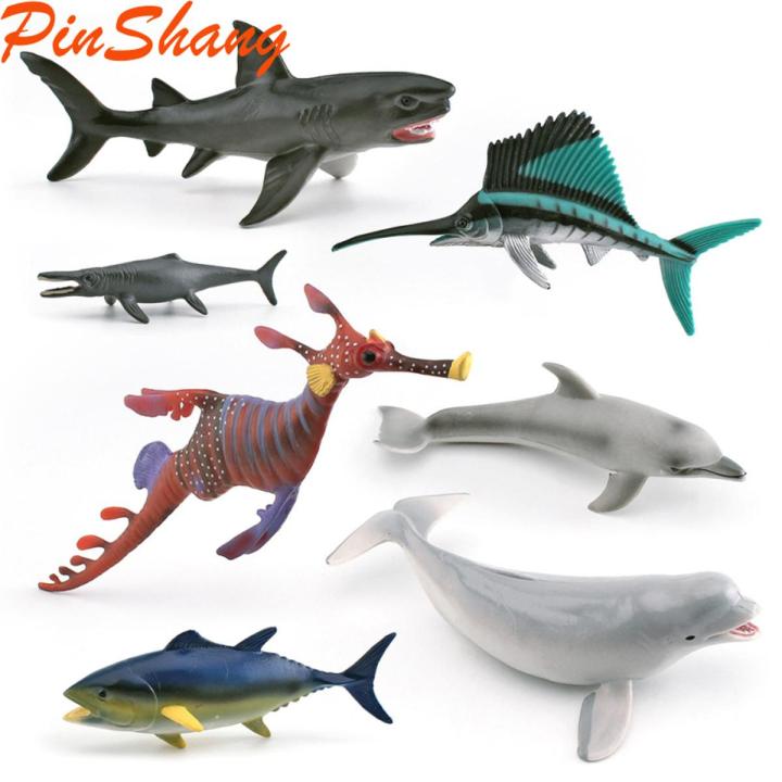 PinShang Simulation Ocean Animal Model Realistic Beluga Shark Sailfish ...