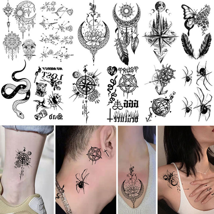 JM Creative Small Fresh Tattoo Stickers Black and White Color ...