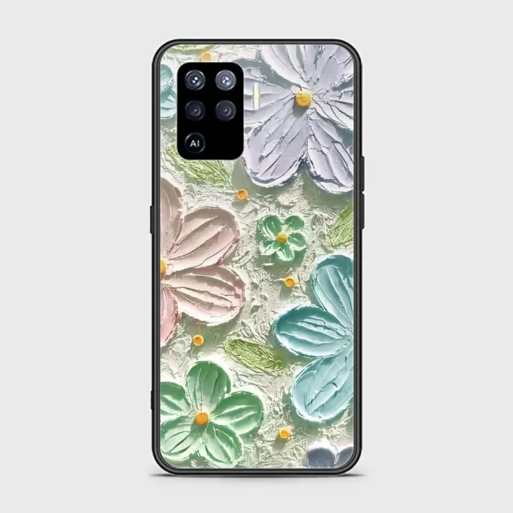 Oppo_ A94 Cover - Floral Series - Design 15 - Blue & Green - HQ Ultra ...