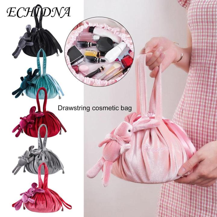 ECHIDNA Cosmetic Bag with Rabbit Doll Multi-purpose Travel Makeup ...
