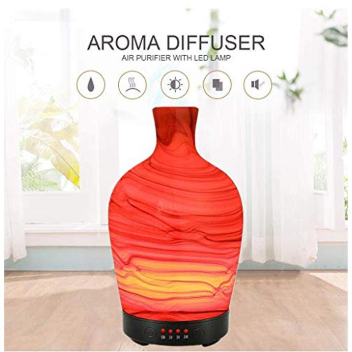 Elegant Vase Shape Glass Marble Design Aroma CoolMist Humidifier ...