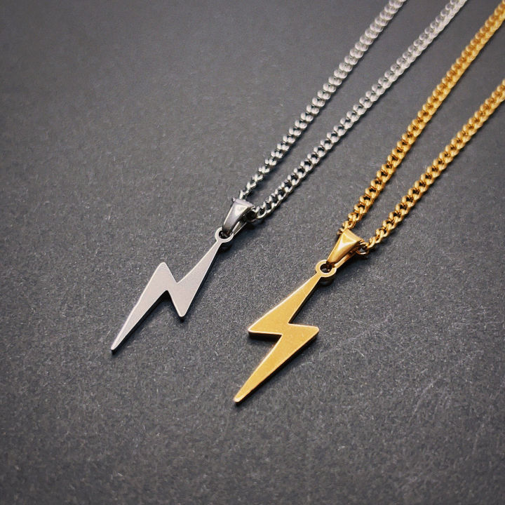 Women Men Punk Jewelry Birthday Gift Lightning Bolt Necklace Pendant ...