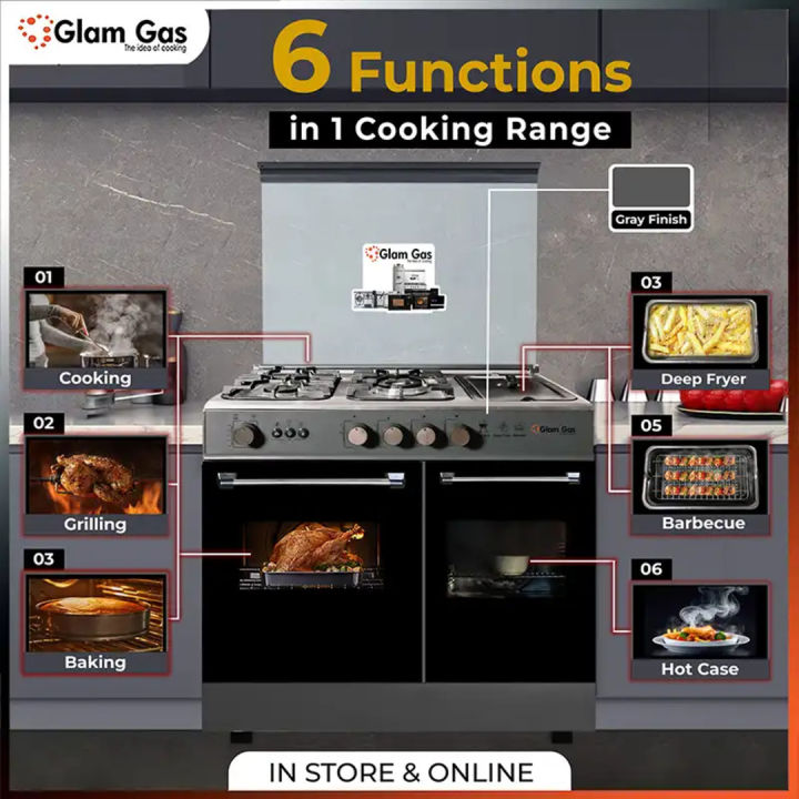Glam Gas Cooking Range Glamour 34 Gray Multifunctional Kitchen ...