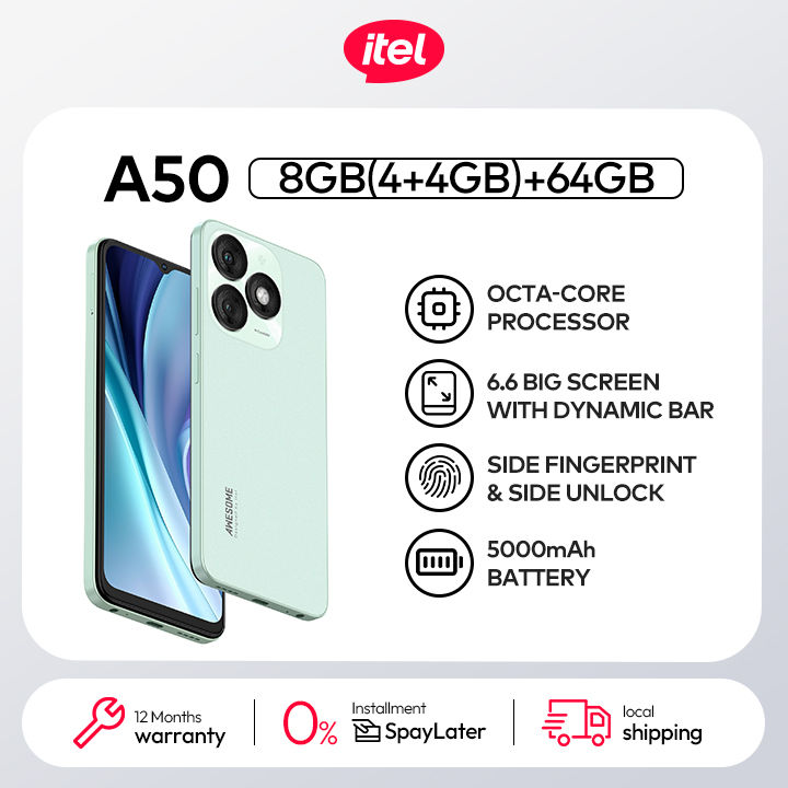 itel A50 | 6.6″ HD Display with Dynamic Bar | 5,000mAh Battery with Type-C Charging | Powerful ...