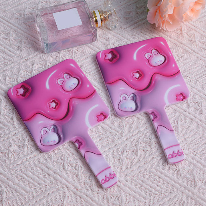 Handheld Makeup Mirror Cute Cartoon Rabbit Square Makeup Mirror With ...