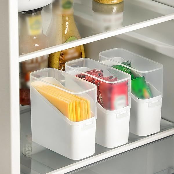 Fridge Organizer Bin with Lid – Stackable Transparent Storage ...