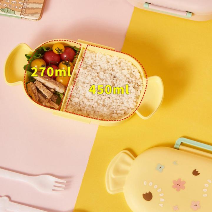 HTS 2 Grid Lunch Box Cartoon Food Grade Lunch Container Pack Rice Food ...