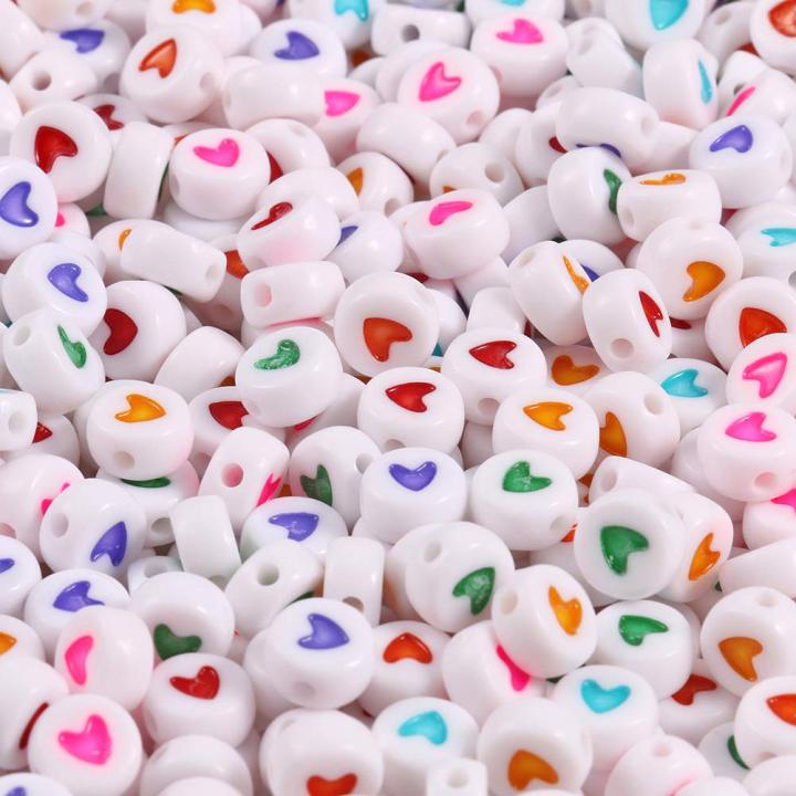 Pack of 25 / 50 / 100 Pieces | Mixed Acrylic Colorful Heart Bead Round ...