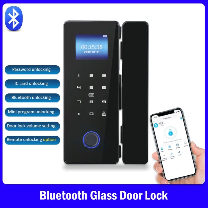 Bluetooth Fingerprint Glass Door Lock | Electronic Digital Lock | Smart ...