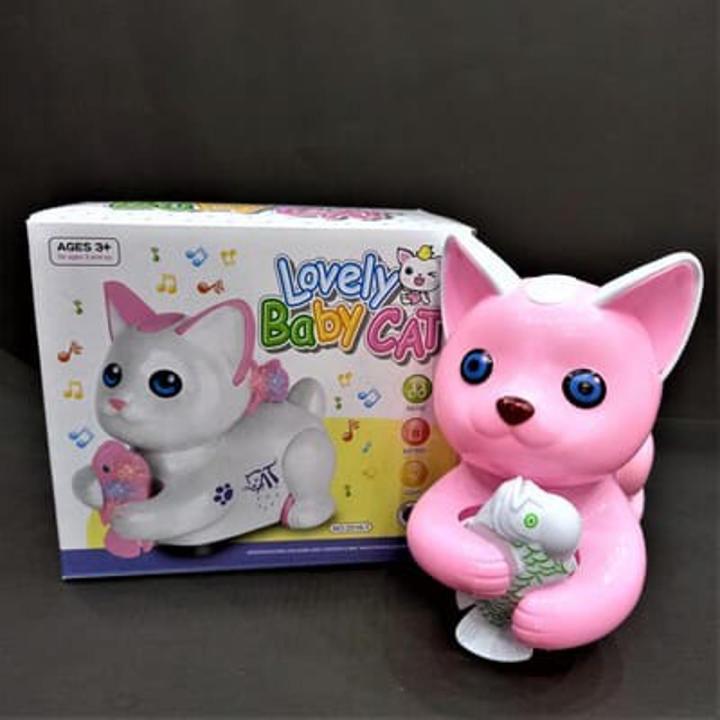 Electric Lovely Baby Cat Toy With Music & Lights - White & Pink | Daraz.pk