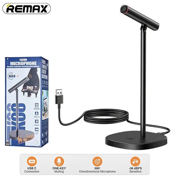 REMAX K08 Microphone – Sienpin Series Desktop Microphone, plug & Play ...