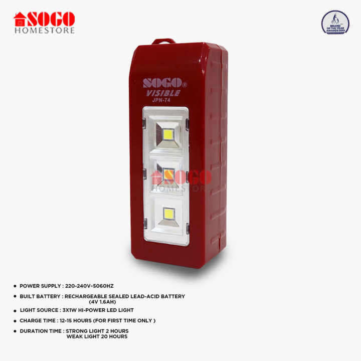 Sogo Rechargeable Emergency Led Lantern Light (JPN-74) | Daraz.pk