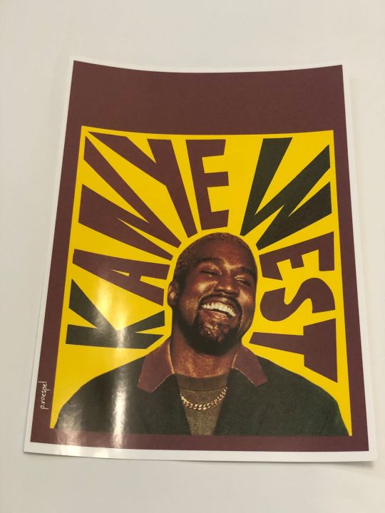 Kanye West pop music singer aesthetic A4 size sticker poster | Daraz.pk
