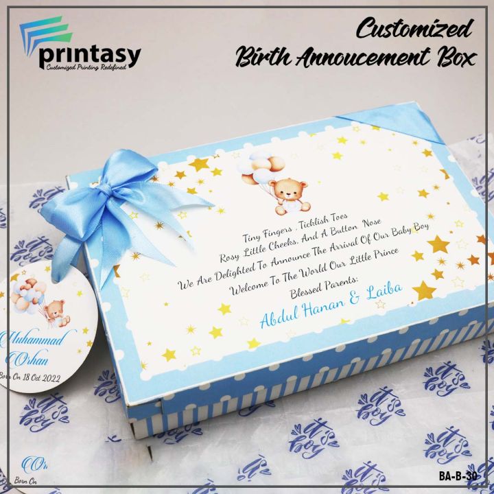 Customized Birth Announcement Boxes BA-B-30 250 Gram| Pack of 10 | Daraz.pk