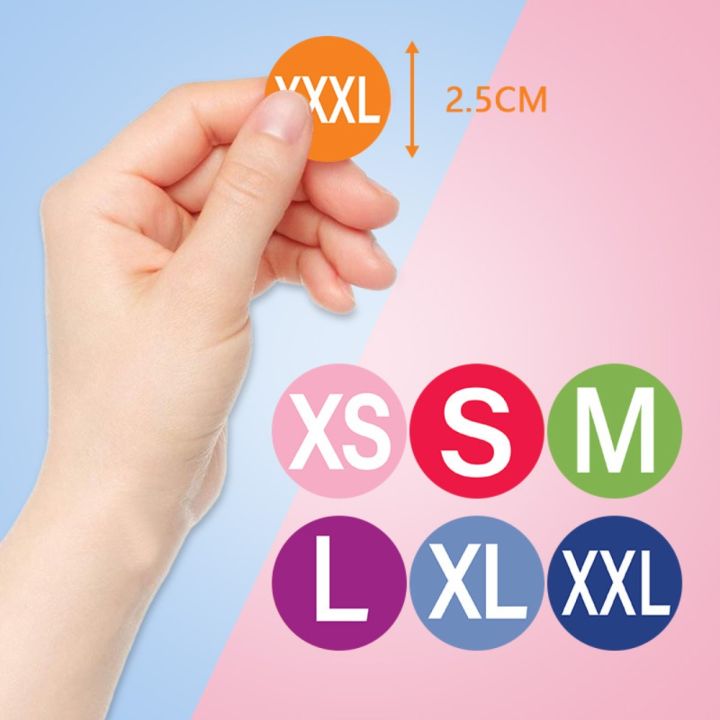 Self-Adhesive Clothing Size Sticker Round XS/S/M/L/XL/2XL/3XL Adhesive ...
