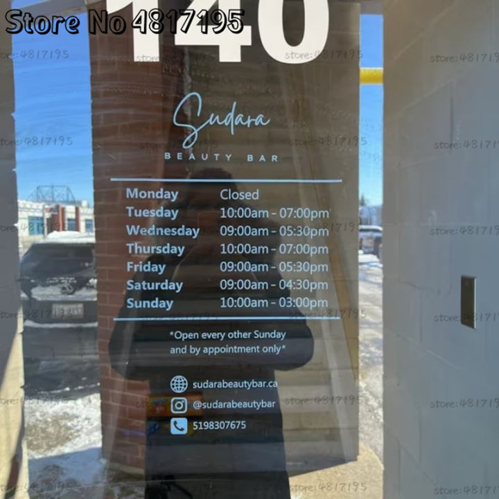 Customised Decal Store Hours Vinyl Sticker Personalised Shop Restaurant ...