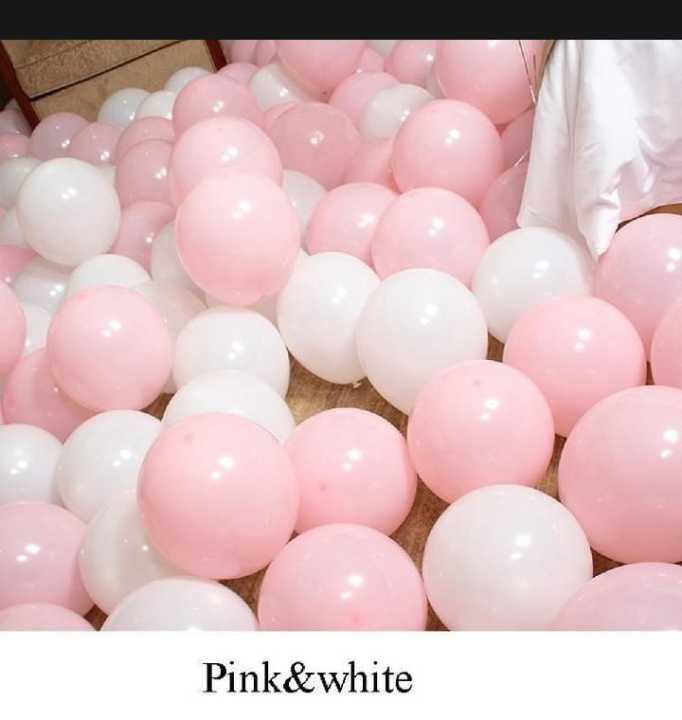 PINK &WHITE LATEX BALLON PACK of 50pcs FOR BIRTHDAY ANNIVERSARY High Quality Latex Balloons ...