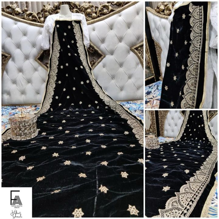 Women’s Velvet Shawl Winter Collection in Black, Maroon, Brown | Daraz.pk