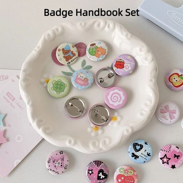 6pcs New 25mm Badge Handbook Set Baji Old-fashioned Brooch Decoration ...