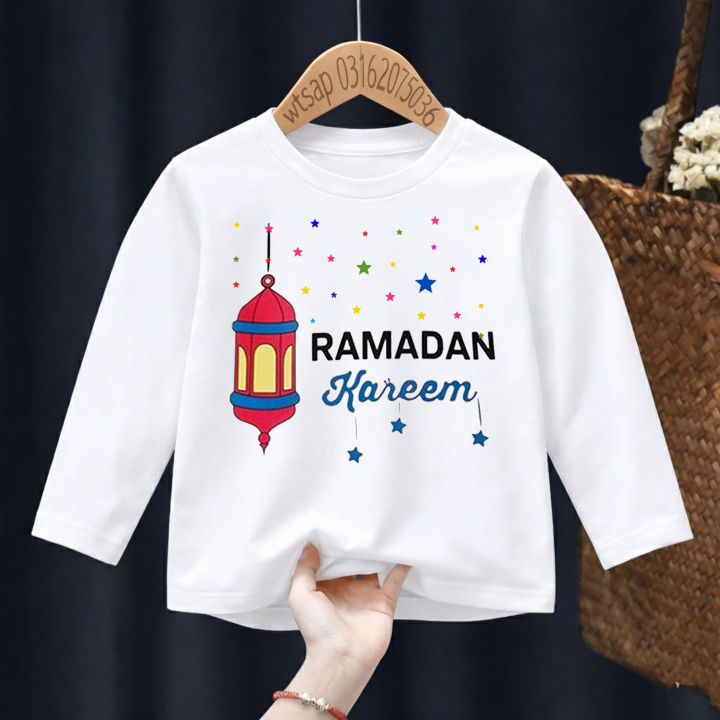 Custom Kids Full Sleeves Cotton T-Shirt | Ramadan & Eid Print | DTF ...