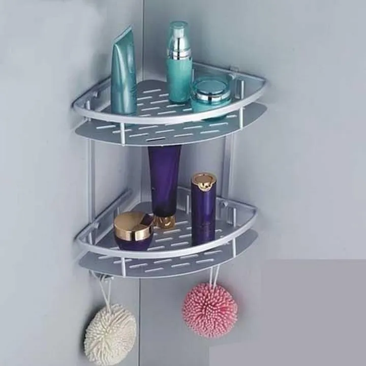2 Layer Aluminium Bathroom Corner Rack | Daraz.pk
