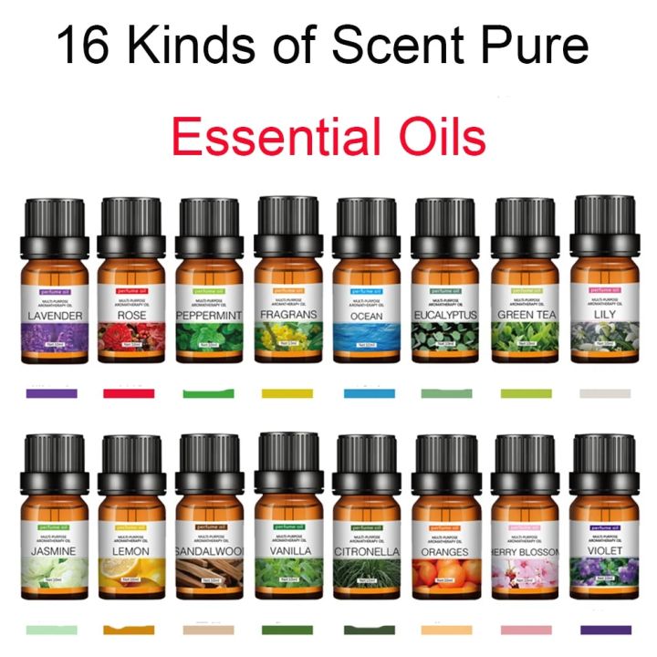 16 Kinds of Scent Pure Essential Oils Diffuser Oils Lavender Tea Tree ...