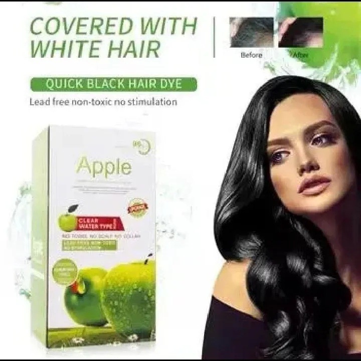 Apple Hair Color 72 Natural Black Ammonnia Free Sachet Packing 10 × ...