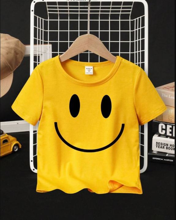 Emoji Smile Kids Cotton round neck cartoon printed t shirt for kids ...