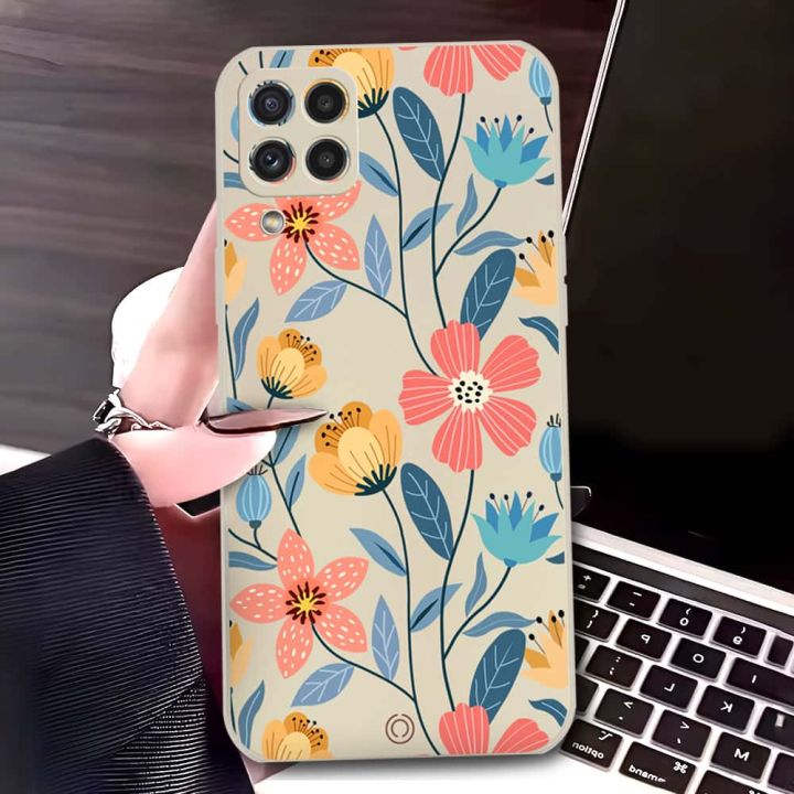 Samsung_ Galaxy M32 Cover - Off White - D2 - ONation Floral Series - HQ ...