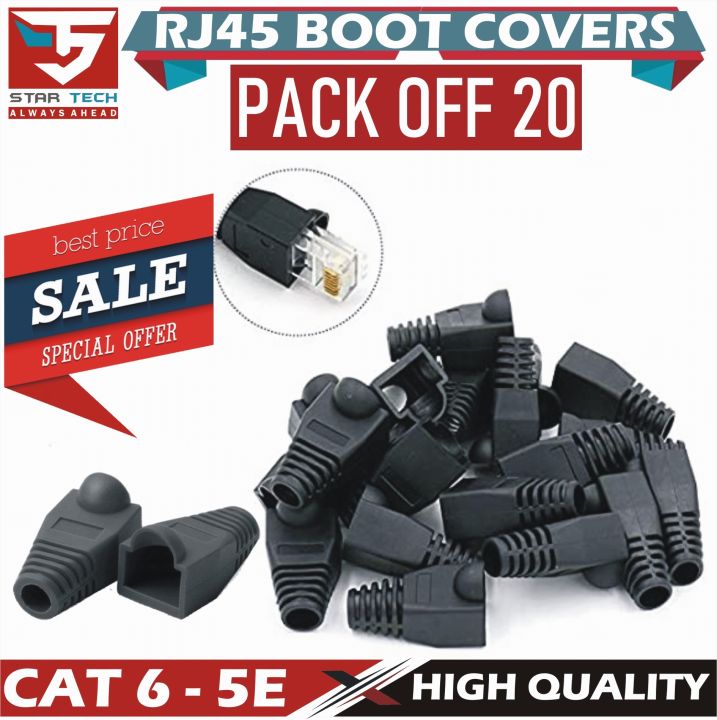 20x RJ45 Connector Boots For Cat5 Cat5e Cat6 Cate7 Strain Relief Rubber ...