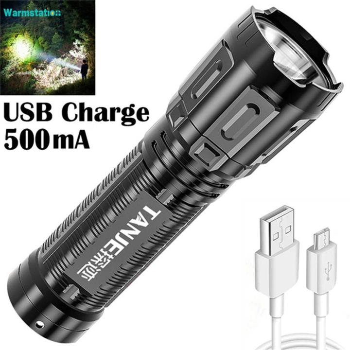 LED Flashlight Torch USB Rechargeable Bright Light Tactical Flash Light ...