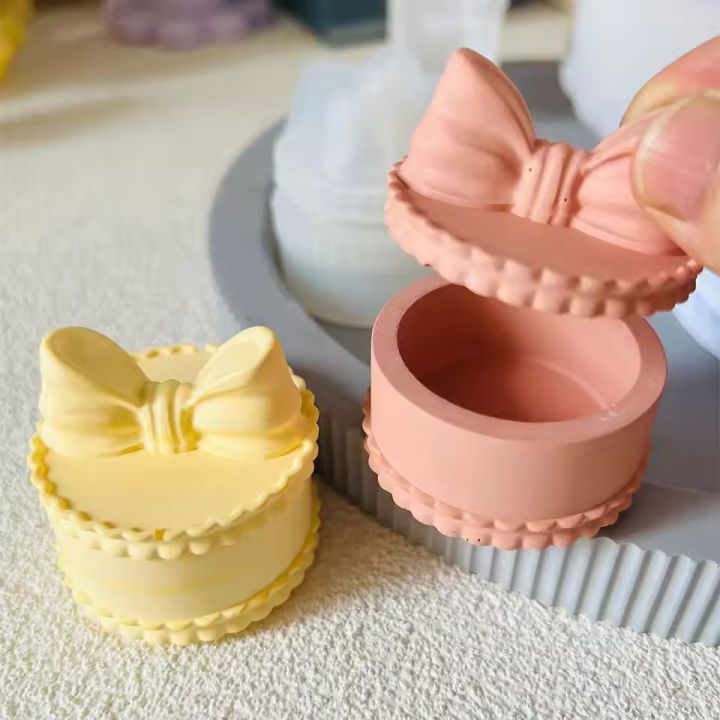 2Pcs Mini Bowknot Jar Small Jars Bow Tie Storage Cup Concrete Cement ...