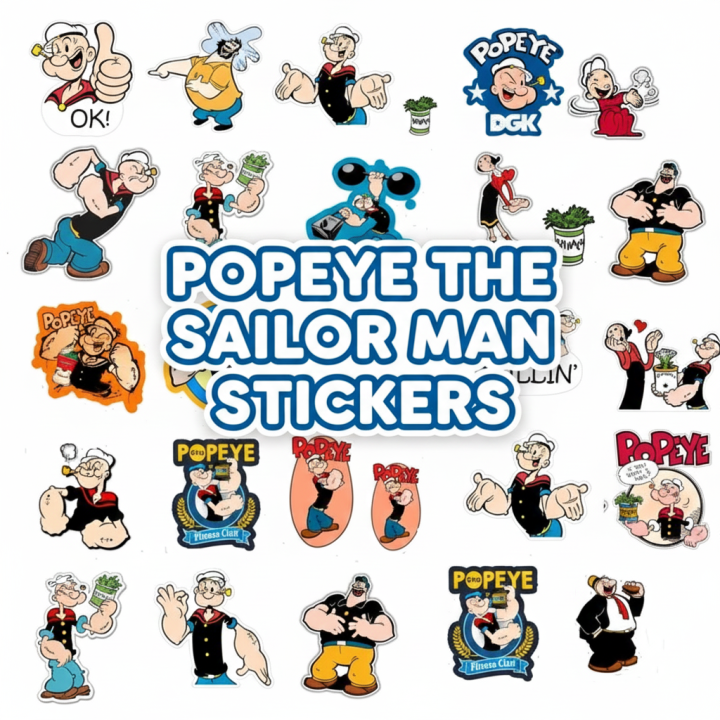 Popeye The Sailor Cartoon Stickers Pack for Laptop, Phone Covers DIY ...