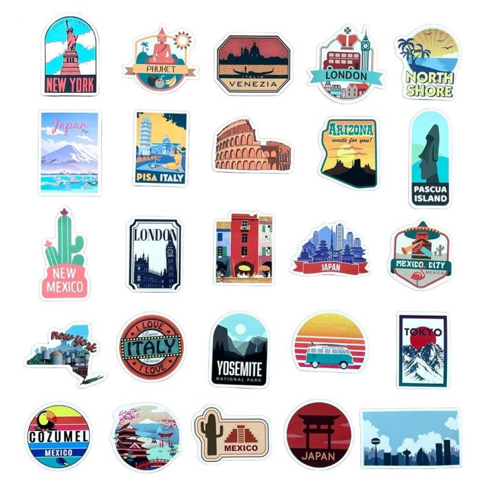 World Travel Stickers for Laptop - Size 2 x 2 Inches approx - Travel ...