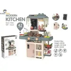 Merab Mall 42Pcs Kids/Girls Kitchen Toys Set with Real Water Tab Steam ...