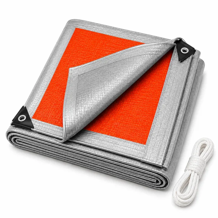 Tarpal Waterproof Tarpaulin Sheet Heavy Duty HDPE Orange Silver Roof ...