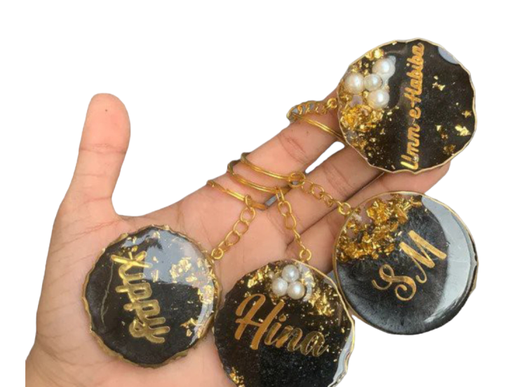 Resin key chains with your name (In any color) | Daraz.pk